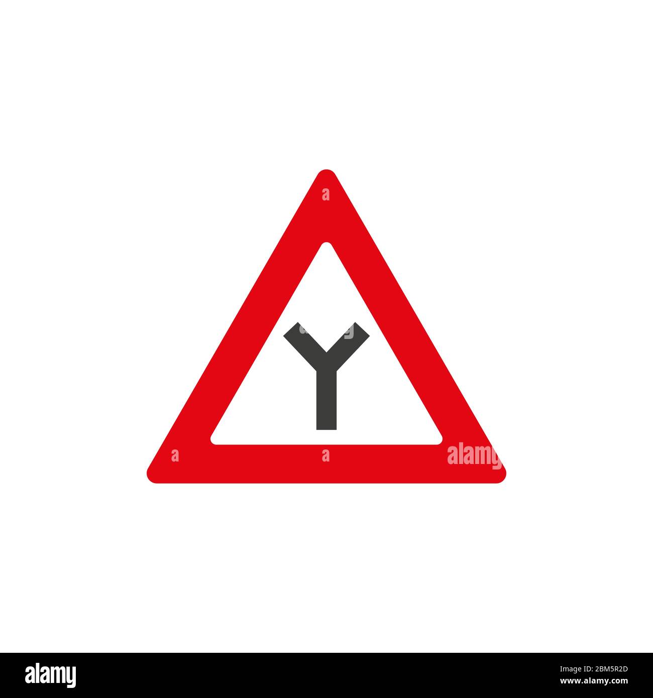 Side road junction, traffic sign, vector illustration. Red road sign on ...