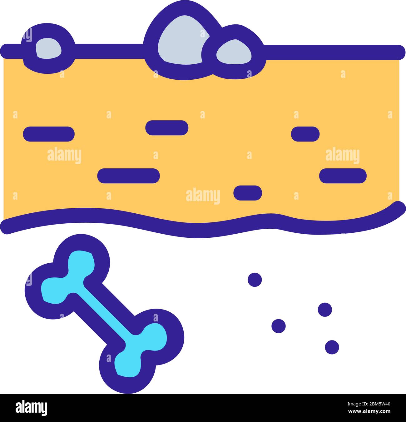 buried bone in soil icon vector outline illustration Stock Vector Image ...
