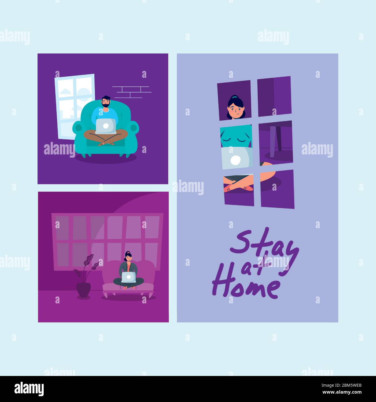stay at home campaign set scenes Stock Vector Image & Art - Alamy