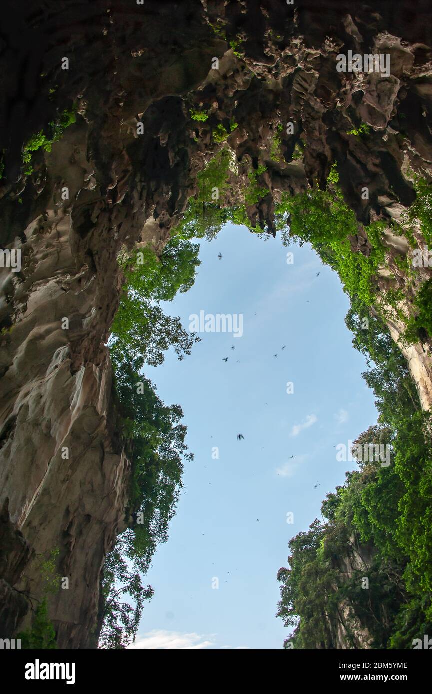The Batu Caves, Selangor, Malaysia. View to natural skylight and ...