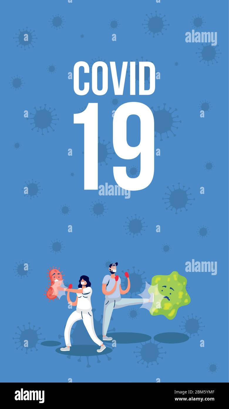 covid19 pandemic particles and doctors fighting Stock Vector Image ...