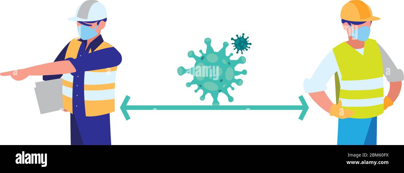 Industrial workers working with safety rules vector illustration design ...