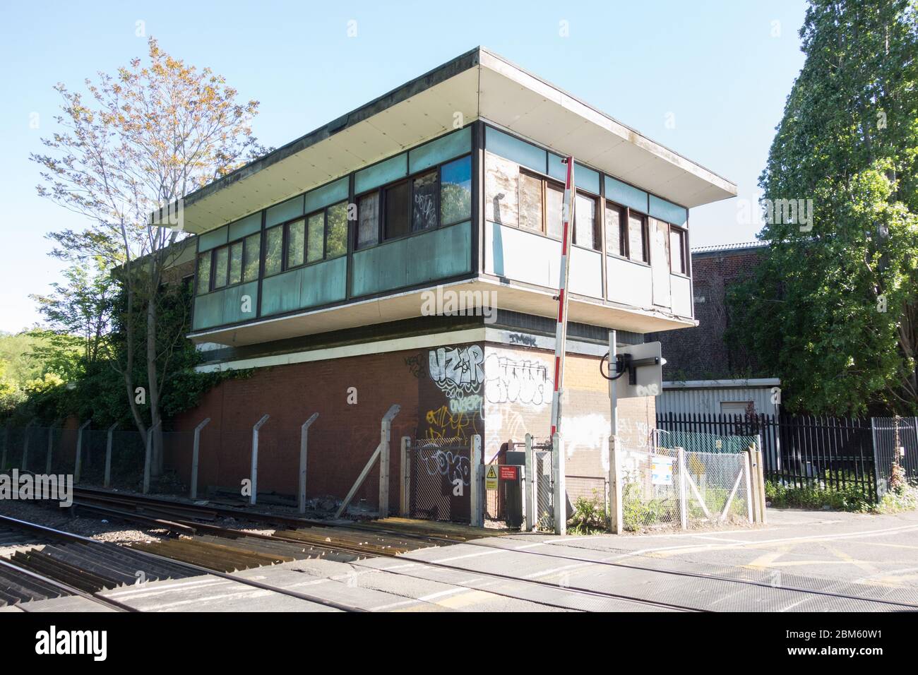 Network Rail's Vine Road signal box in Barnes, SW London, UK Stock ...