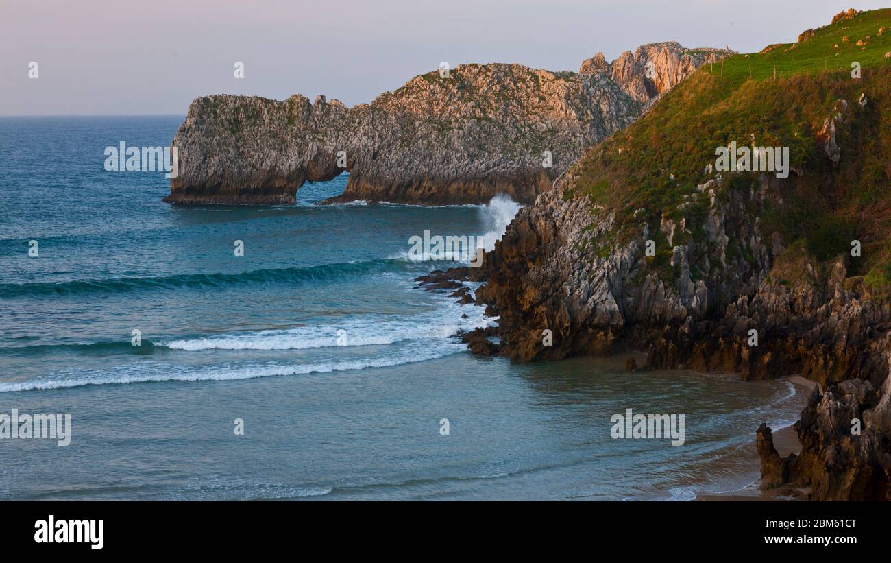 Berellin beach, Prellezo, Cantabria, Bay of Biscay, Spain, Europe Stock ...