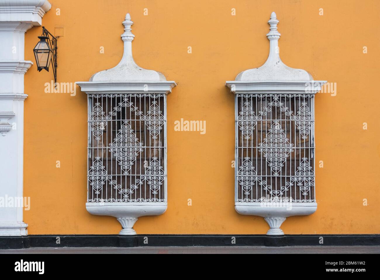 colonial windows in the city of Trujillo, Peru Stock Photo - Alamy