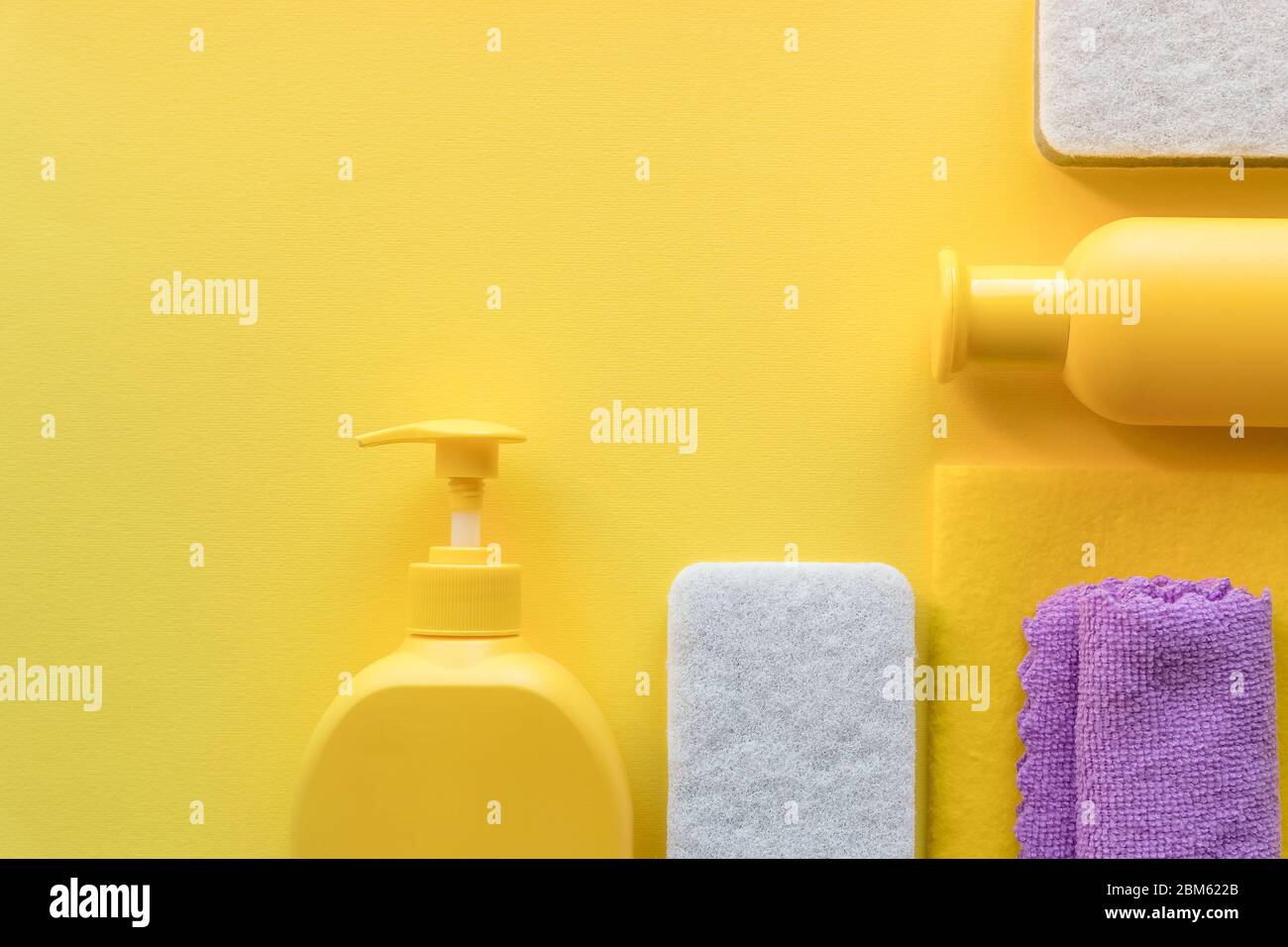 Colorful cleaning set for different surfaces in kitchen, bathroom and ...