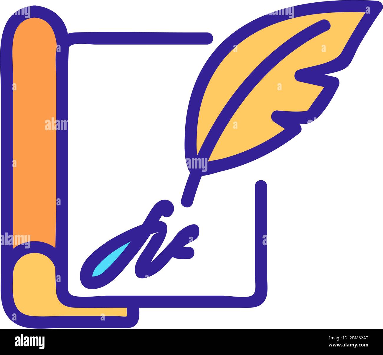 writing text with pen icon vector outline illustration Stock Vector ...