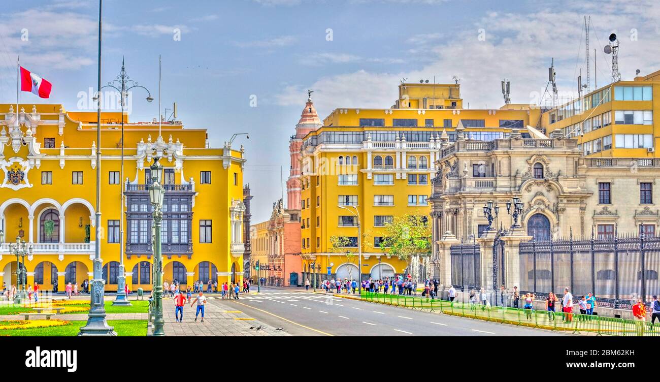 Lima, Plaza de Armas, HDR Image Stock Photo - Alamy