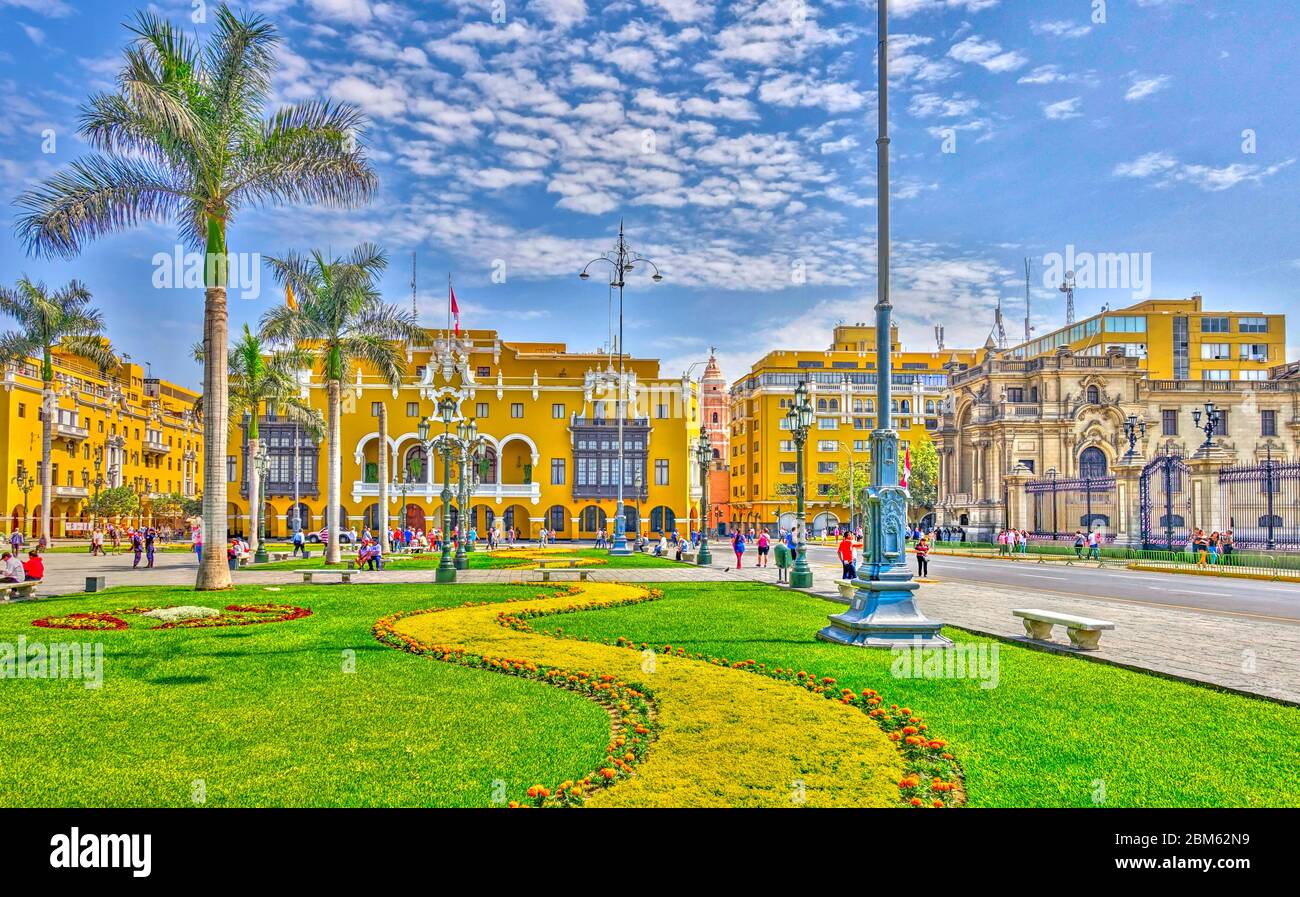 Lima, Plaza de Armas, HDR Image Stock Photo - Alamy