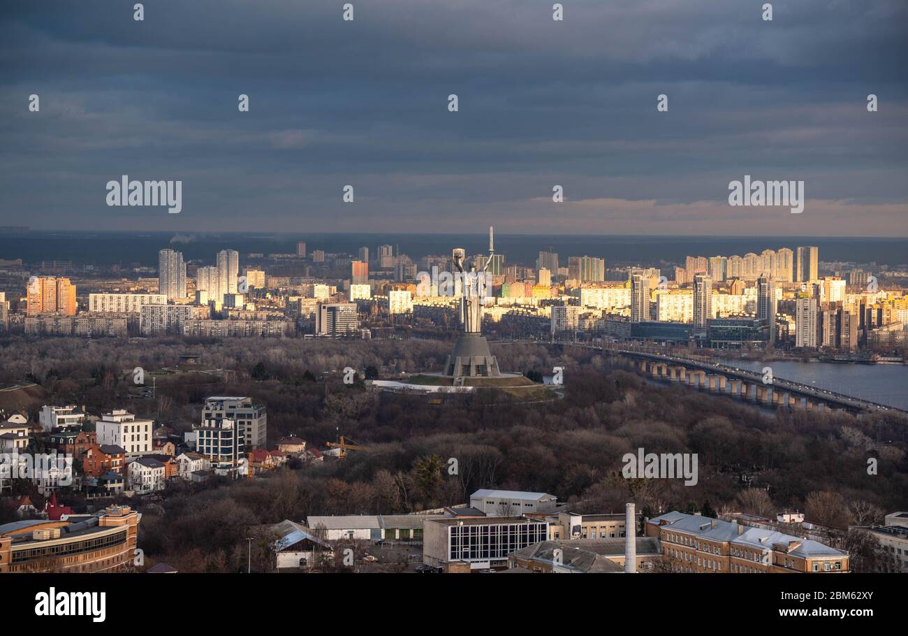 Kiev city wide sunset panorama of Kyiv, Ukraine Stock Photo - Alamy