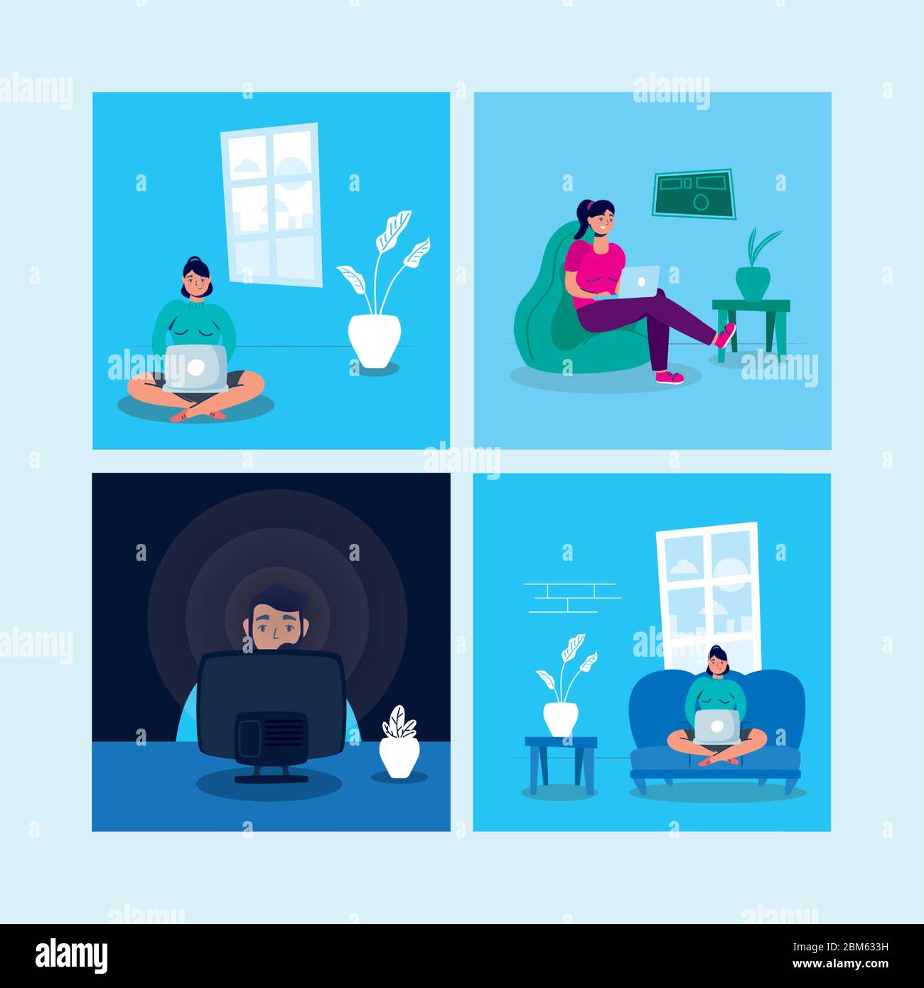 stay at home campaign set scenes Stock Vector Image & Art - Alamy