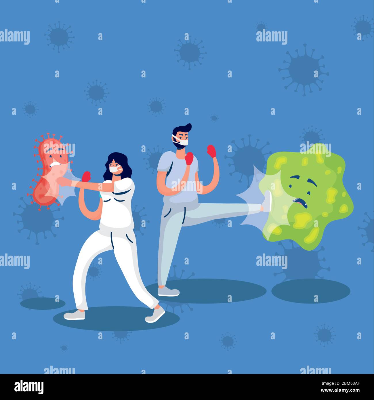 covid19 pandemic particles and doctors fighting Stock Vector Image ...
