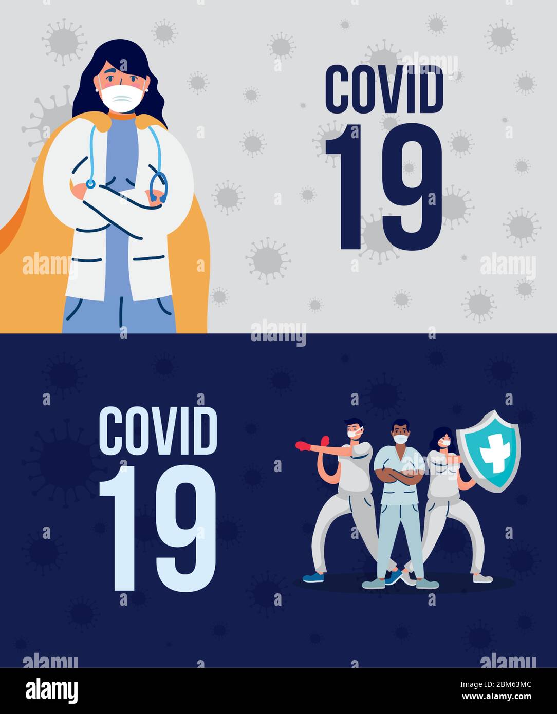 professional doctors staff fighting with covid19 Stock Vector Image ...