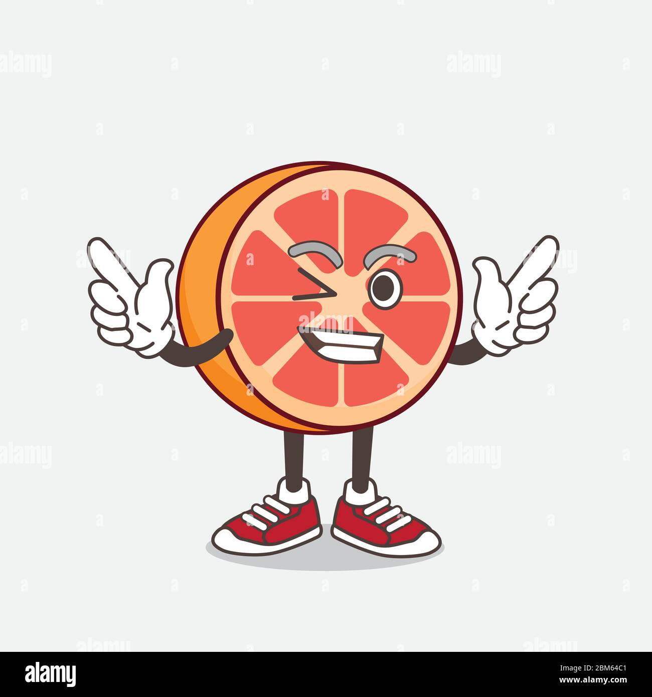 An illustration of Grapefruit cartoon mascot character with Winking eye ...