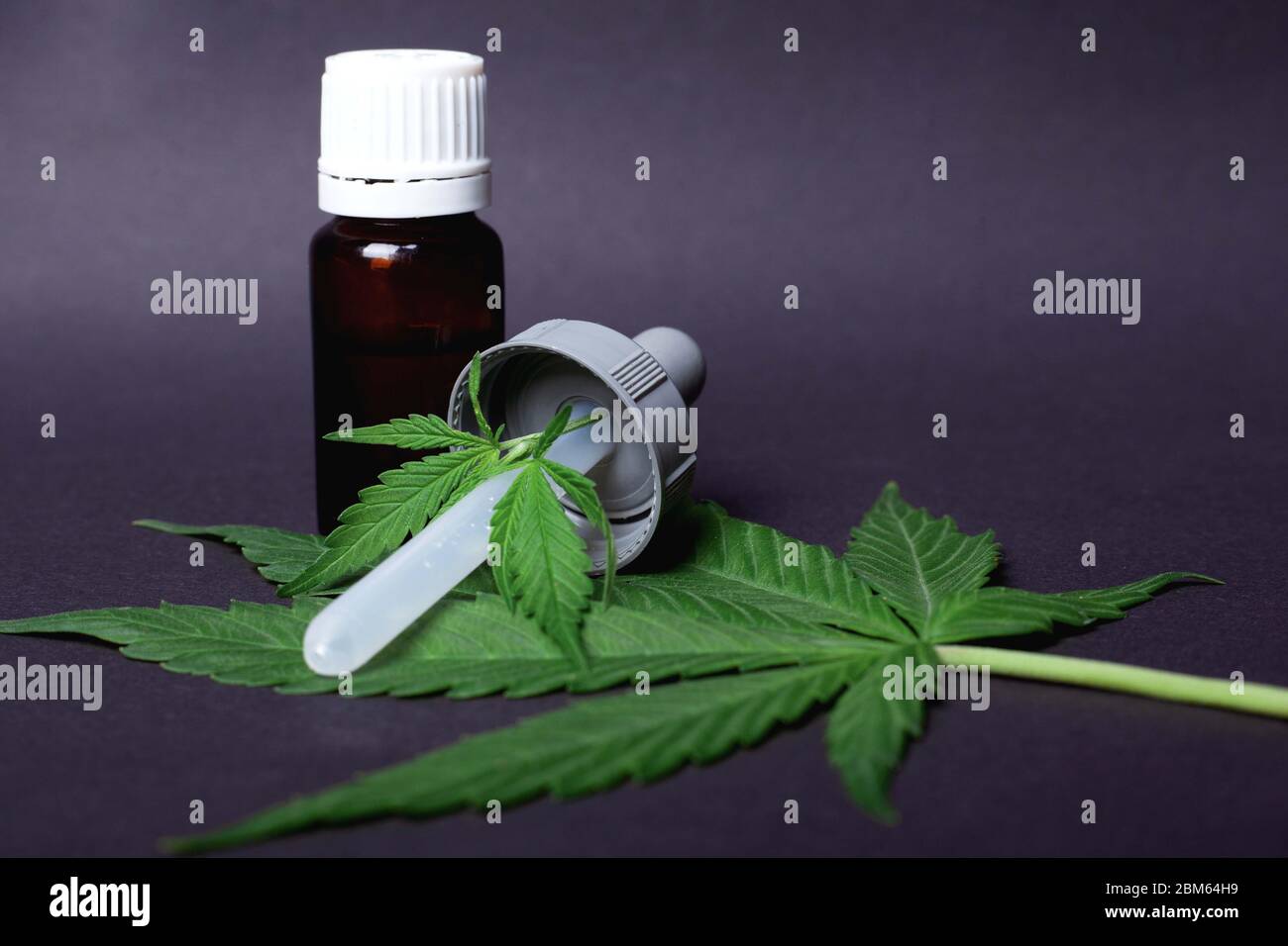 medical cannabis concept,marijuana green leaf and a pipette with extract THC Stock Photo - Alamy