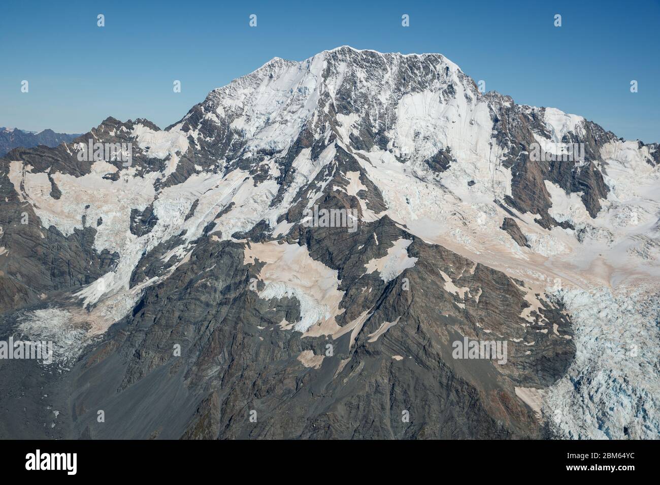 Aerial view of Mount Cook in Mount Cook National Park, New Zealand ...