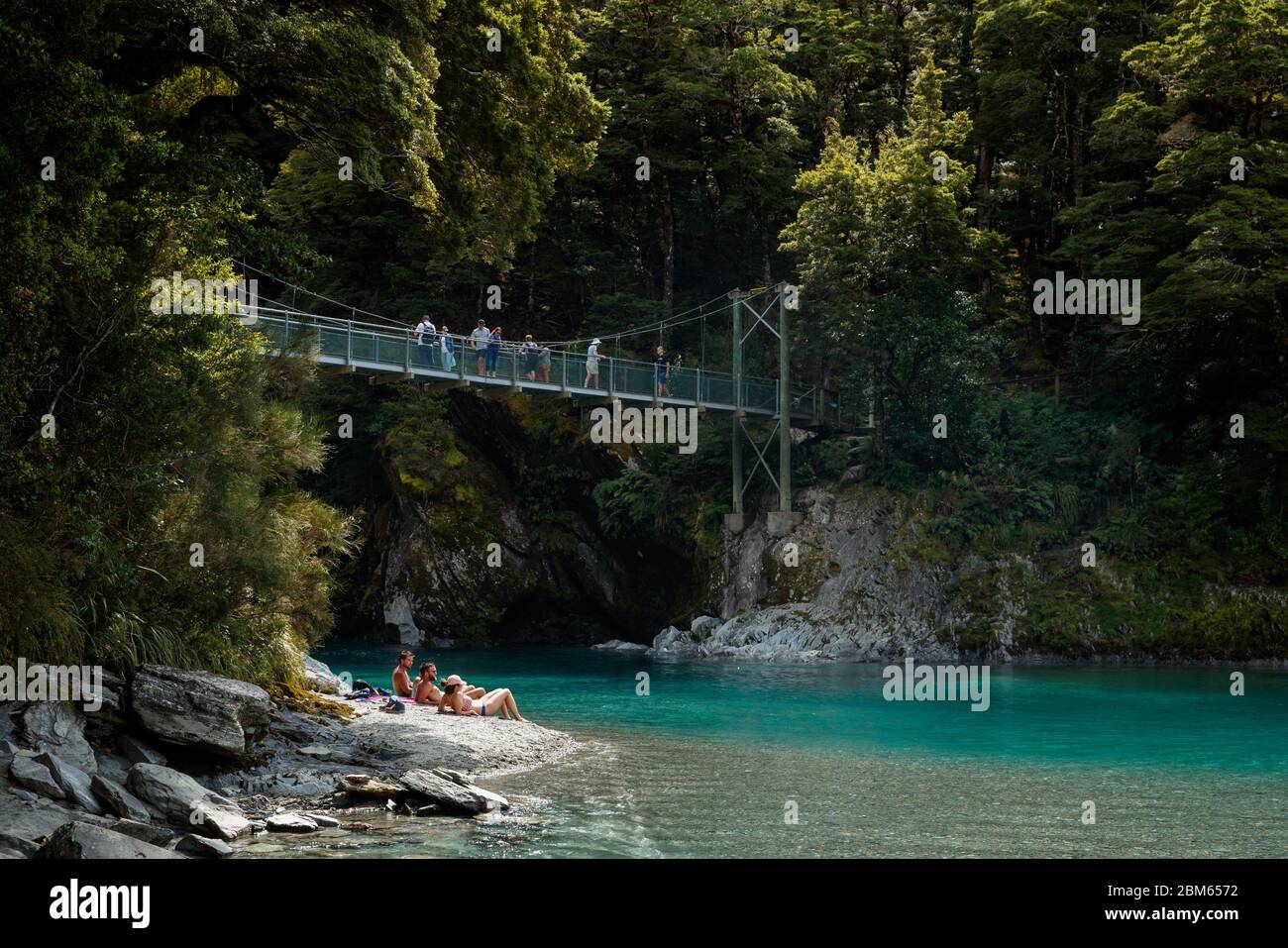 Blue Pools in Makarora River in Mount Aspiring National Park, New ...