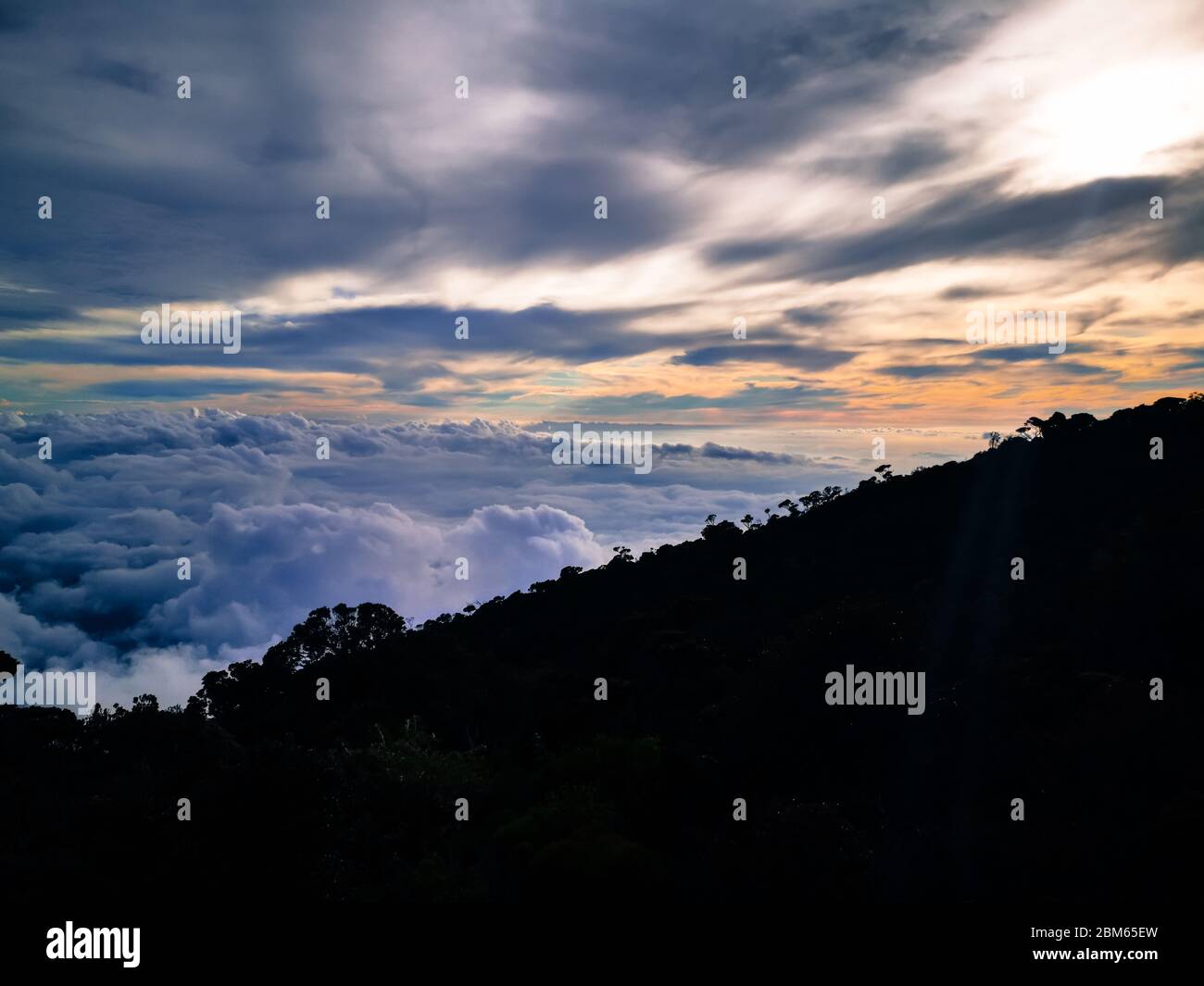 Scenery near peak of Mount Kinanbalu aka Akinabalu in state of Sabah ...