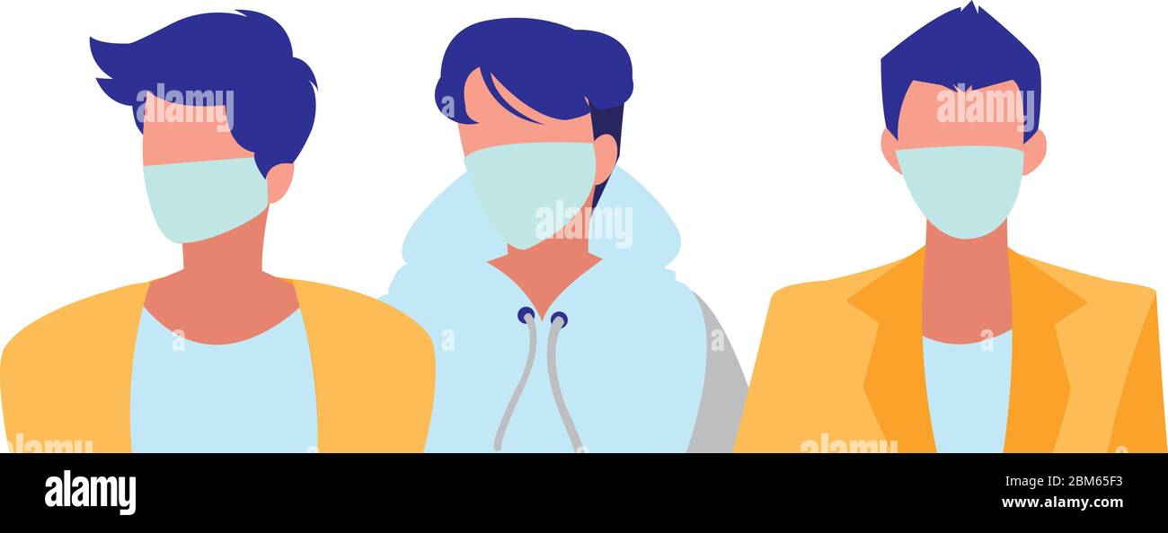 men in the city wearing face mask vector illustration design Stock ...