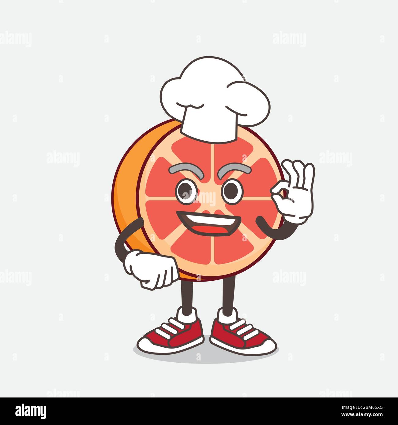 An illustration of Grapefruit cartoon mascot character in a chef dress ...