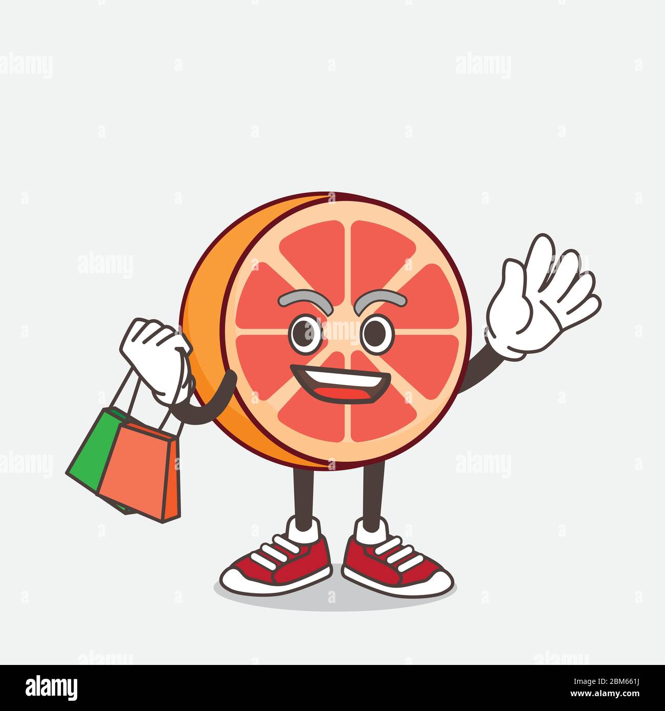 An illustration of Grapefruit cartoon mascot character waving and ...