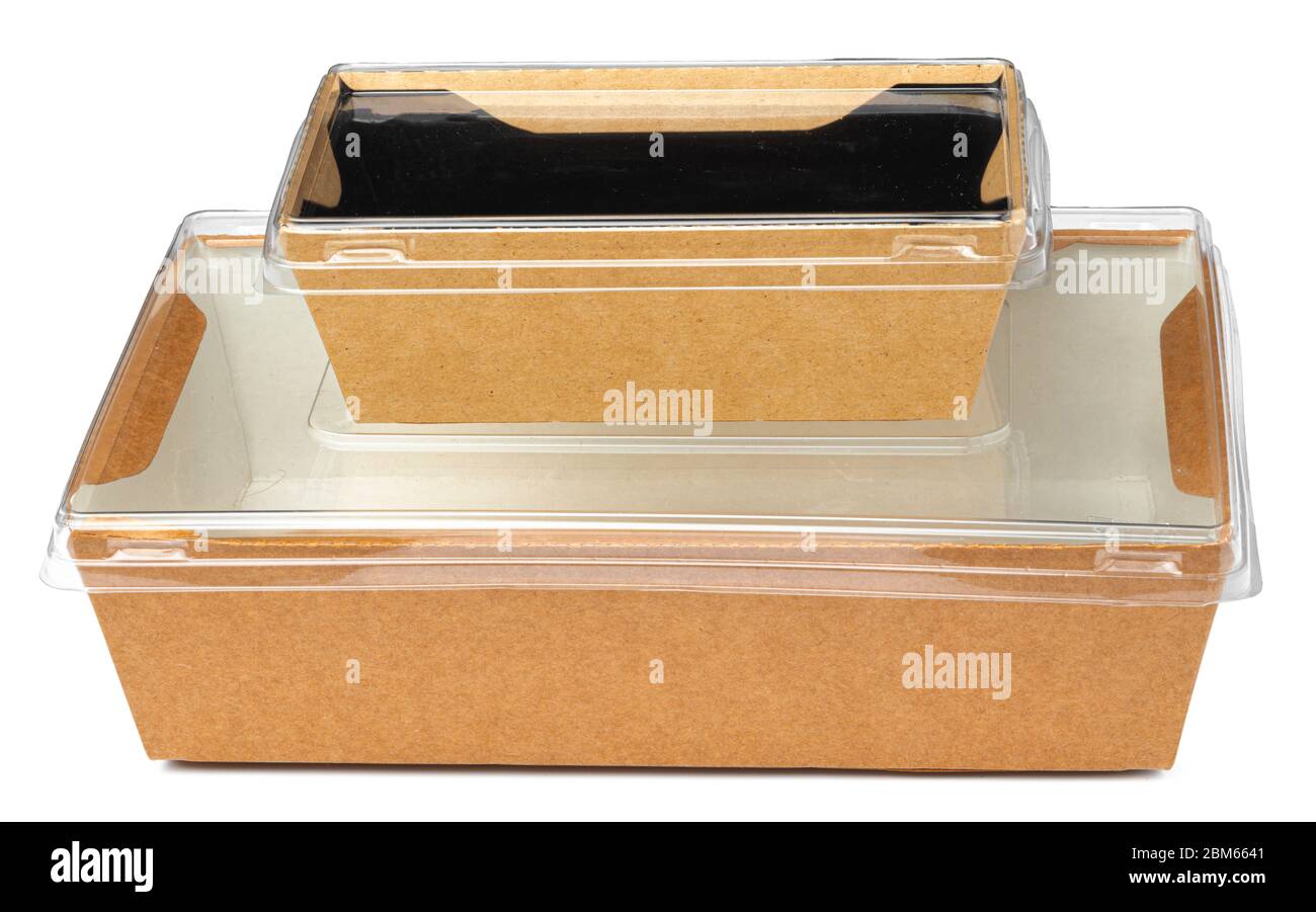 Craft package food box with transparent cover on white background Stock ...