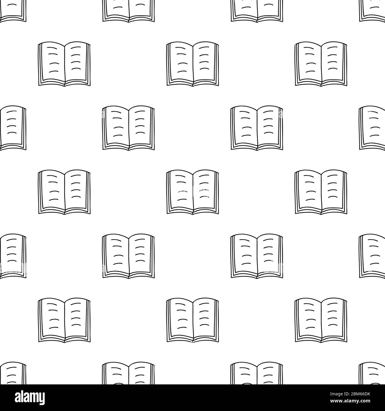 Seamless pattern from simple hand drawn open book doodle. Isolated on ...