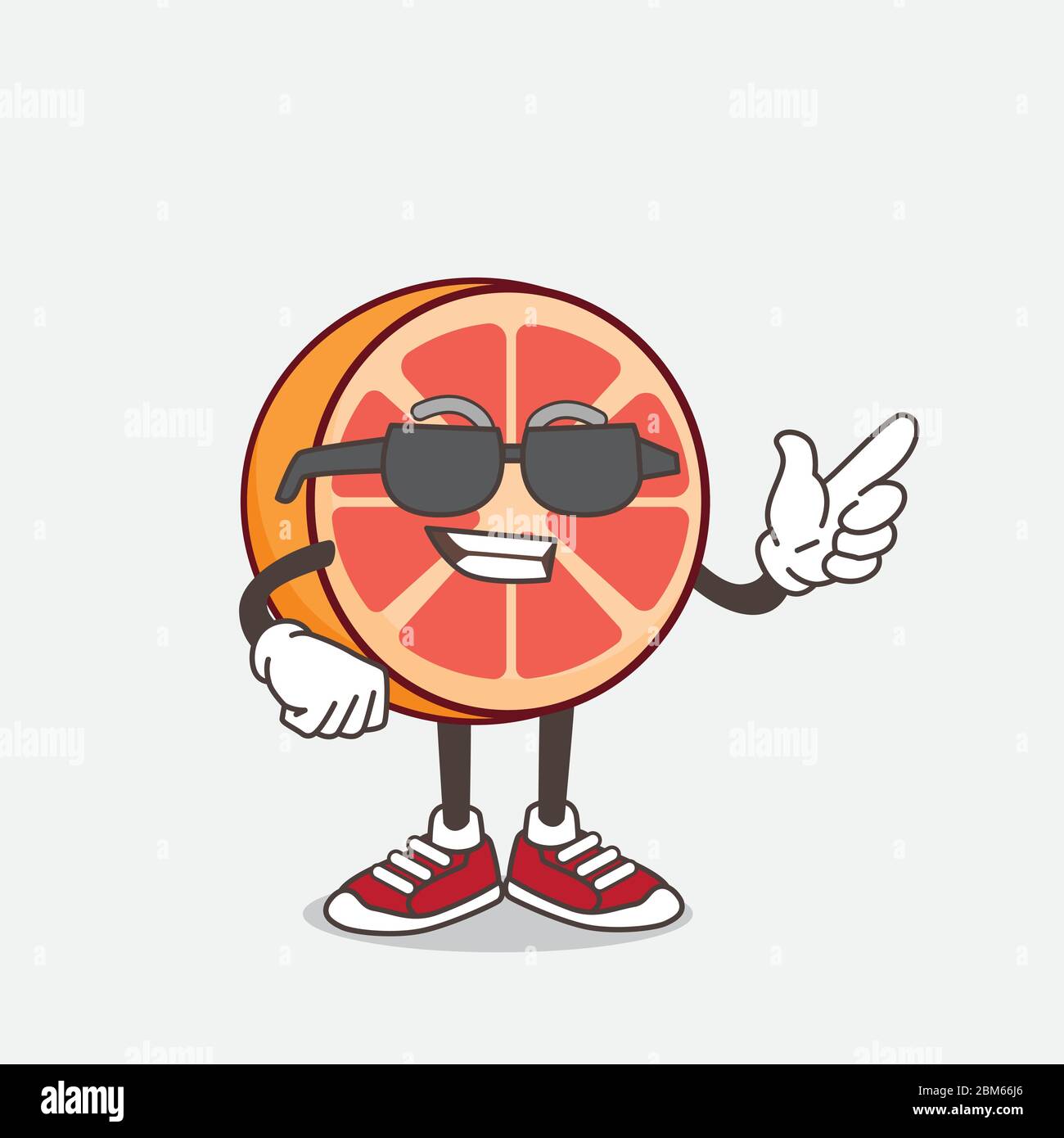 An illustration of Grapefruit cartoon mascot character wearing black ...