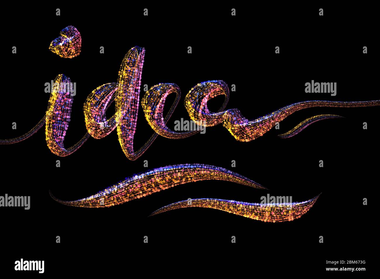 Idea word calligraphy made by colorful confetti, for prints, posters ...