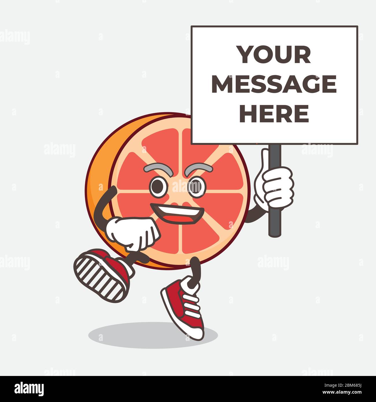 An illustration of Grapefruit cartoon mascot character with board sign ...