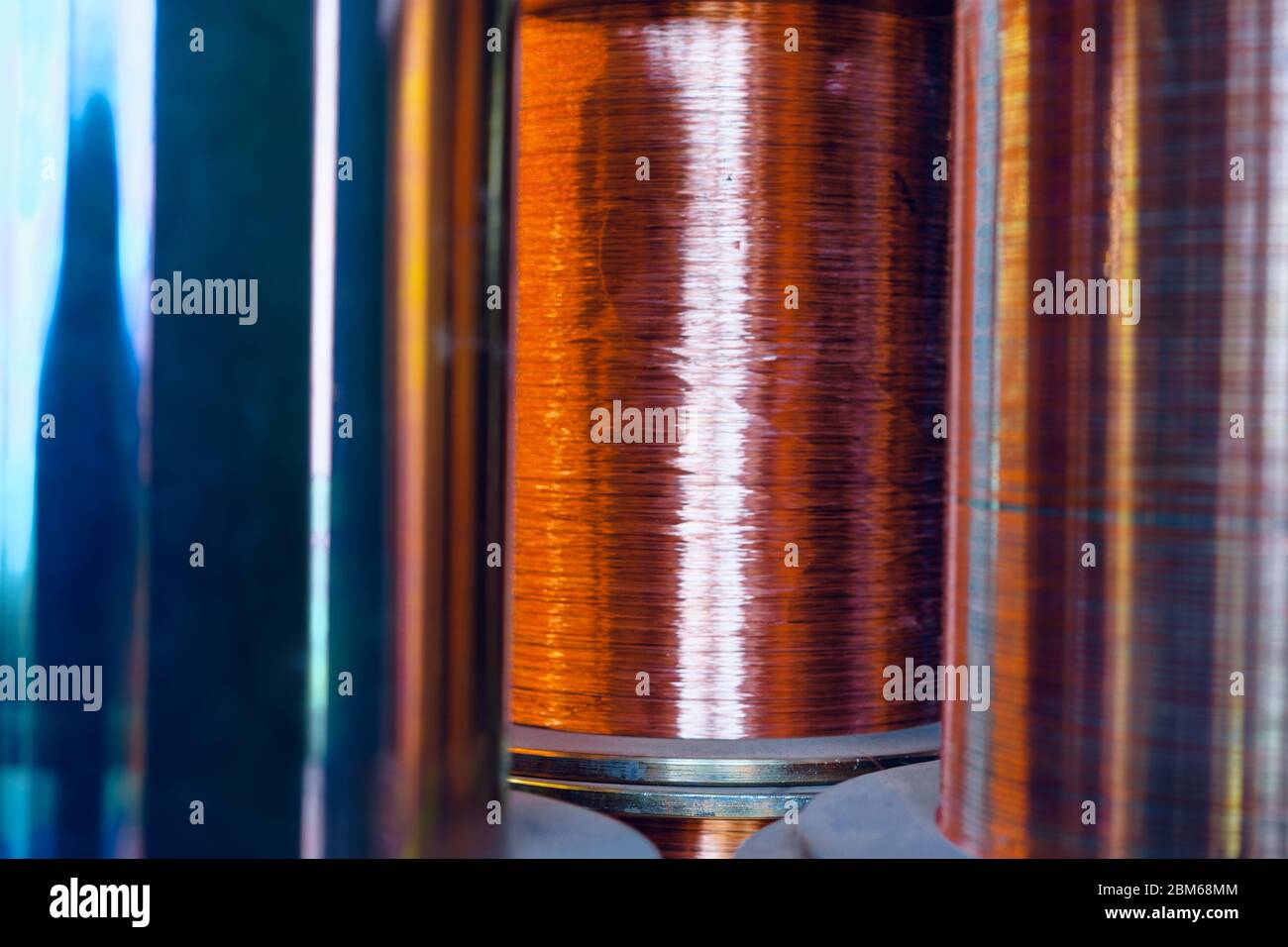 Production of copper wire, cable in reels at factory. Cable factory ...