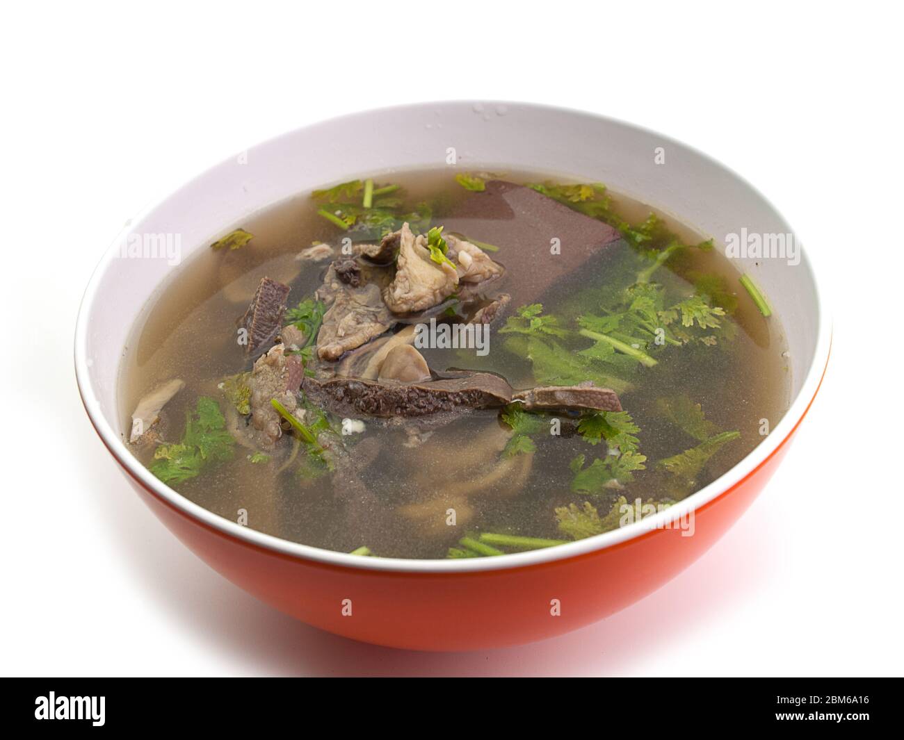 Boiled offal , Put them in a bowl ,Placed on a white background Stock ...