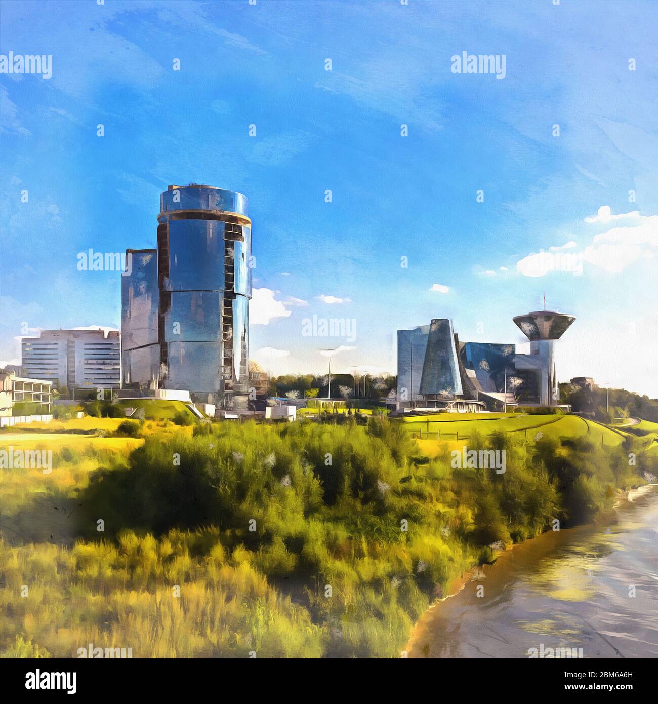 Modern cityscape with government building of Moscow Region colorful ...