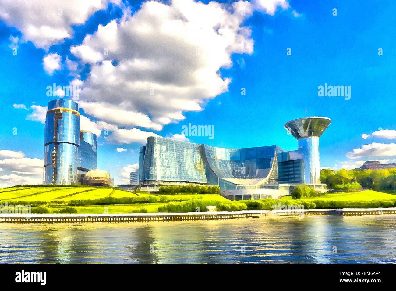 Modern cityscape with government building of Moscow Region colorful ...