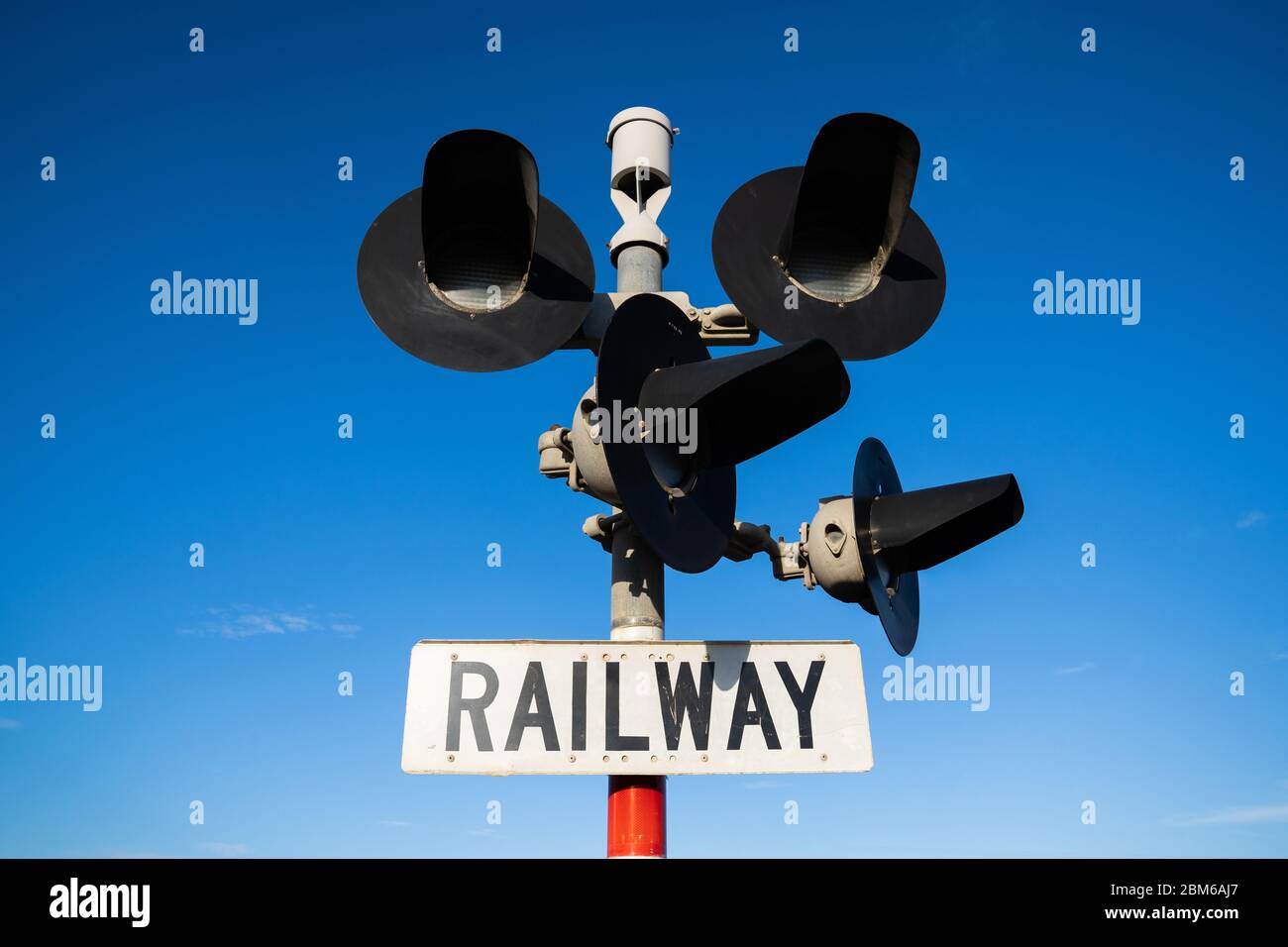 6/5/2020 : Railway train traffic light with blue sky at Oamaru, New ...