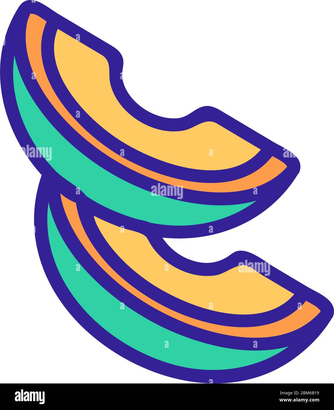 two pieces of melon icon vector outline illustration Stock Vector Image ...