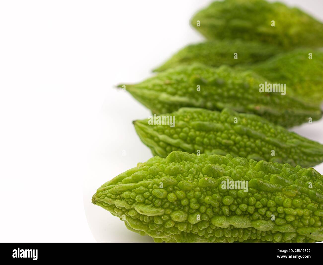 Closeup , Bitter gourd , Placed on a white background.(Space for ...
