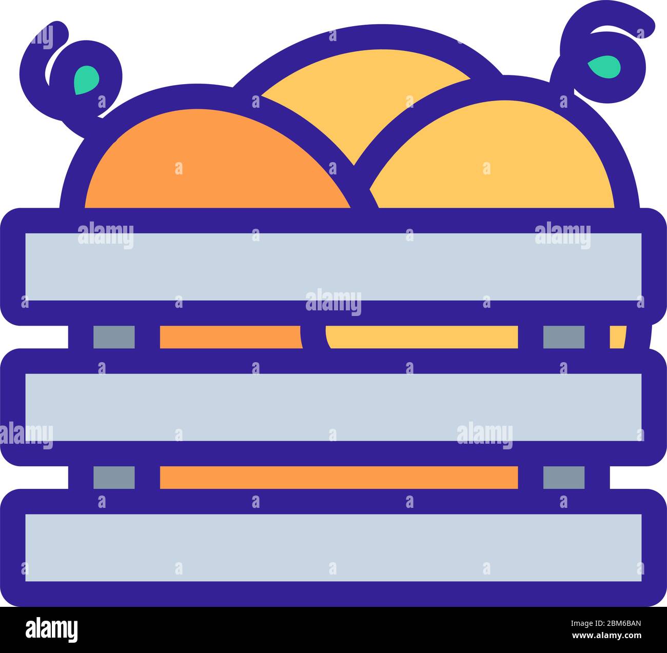 melons in wooden box icon vector outline illustration Stock Vector ...