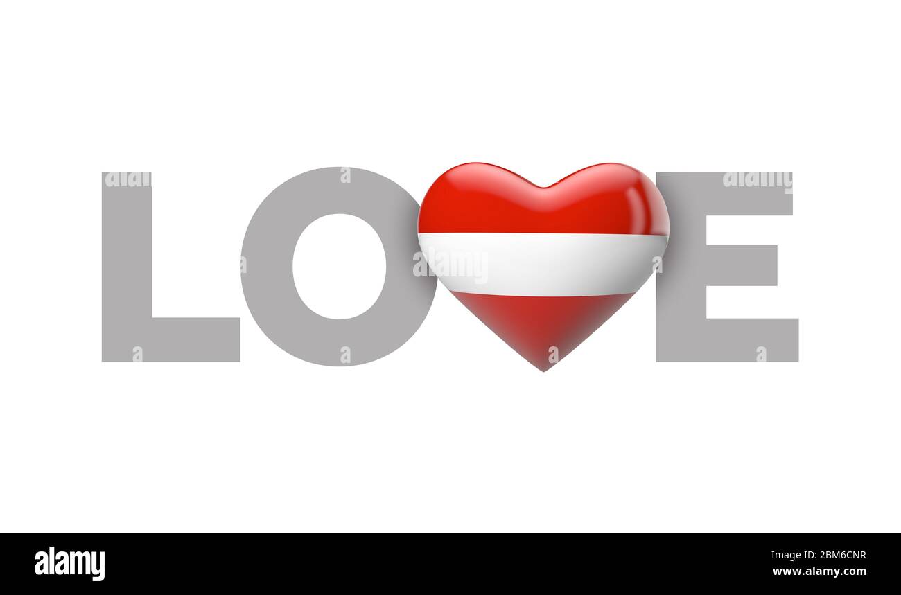 Love Austria heart shaped flag with love word. 3D Rendering Stock Photo ...