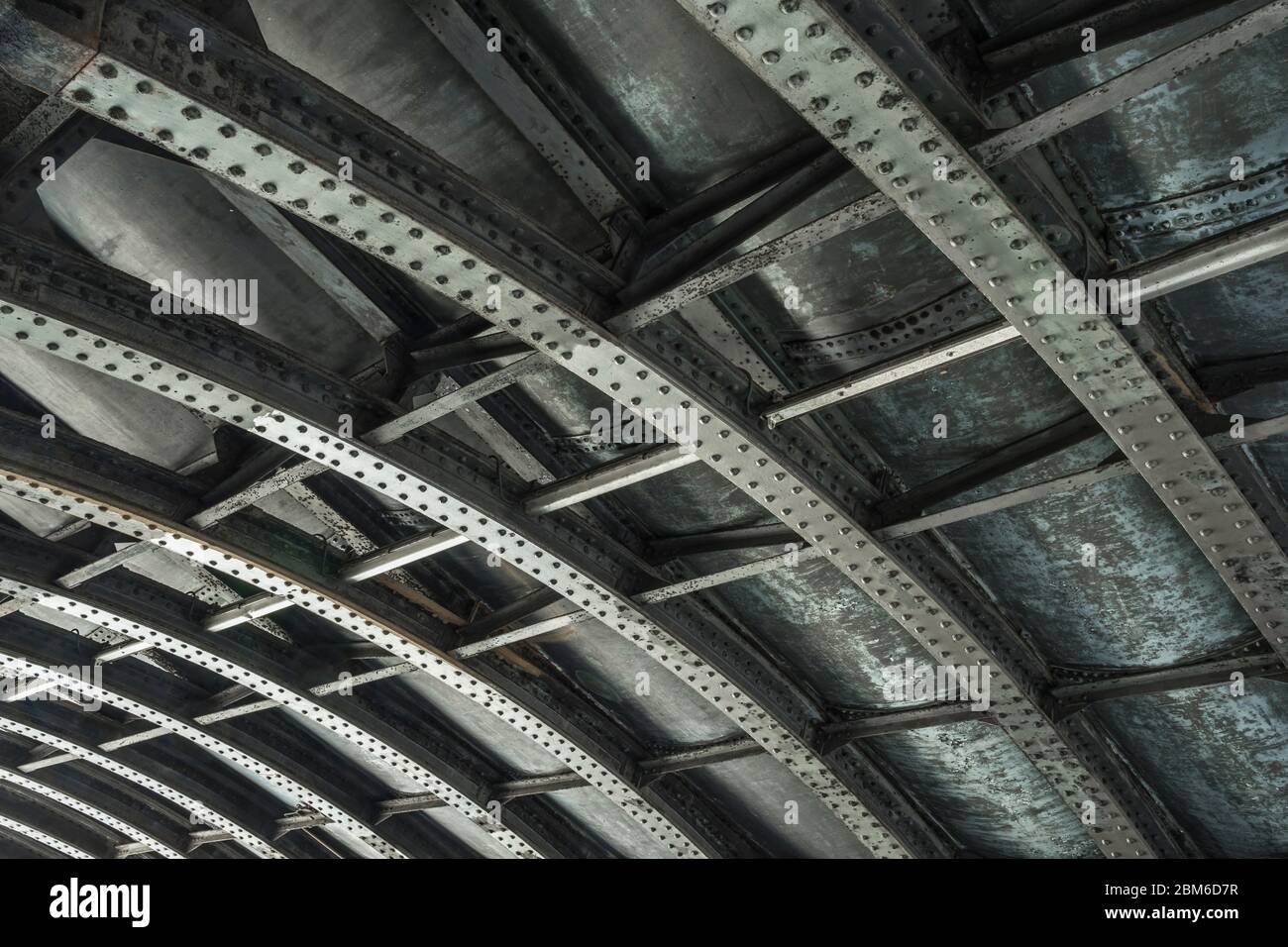 Steel framework construction of an historic bridge Stock Photo - Alamy