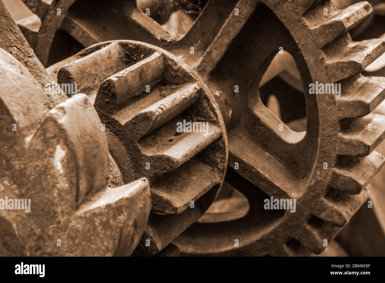 Detail of a historic gearbox Stock Photo - Alamy