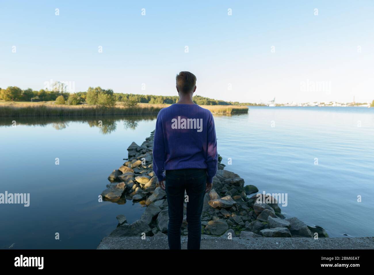 Back view man looking towards hi-res stock photography and images - Alamy
