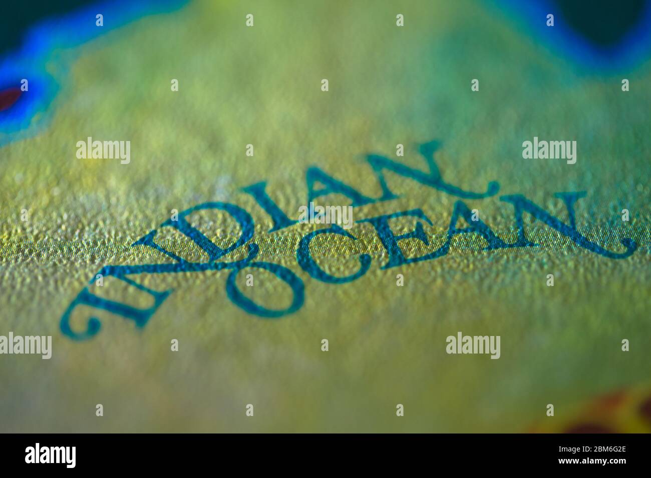 Shallow depth of field focus on geographical map location of Indian ...