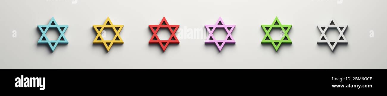 Star of David color set. 3D Render Illustration Stock Photo - Alamy