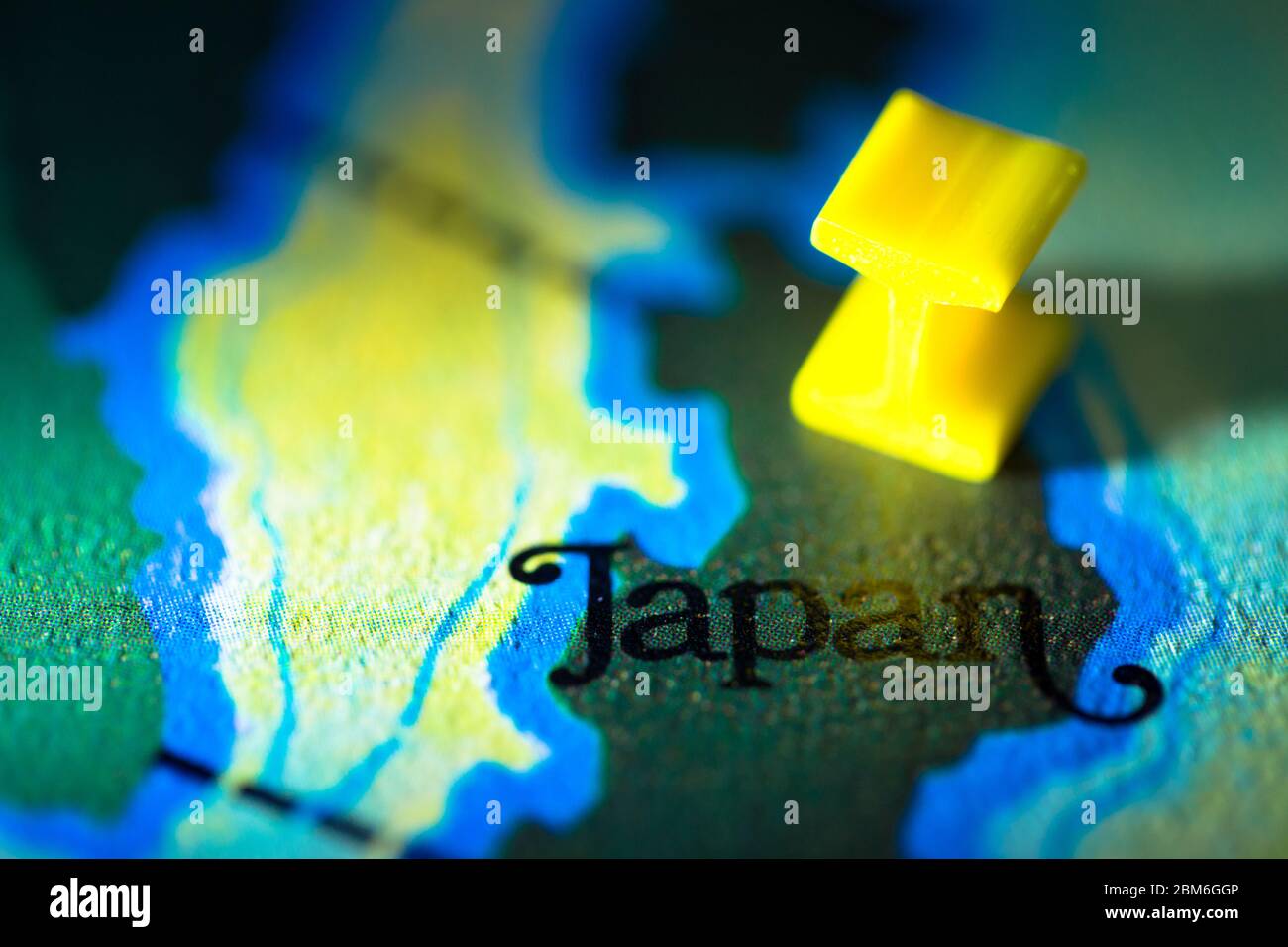 Shallow depth of field focus on geographical map location of country ...