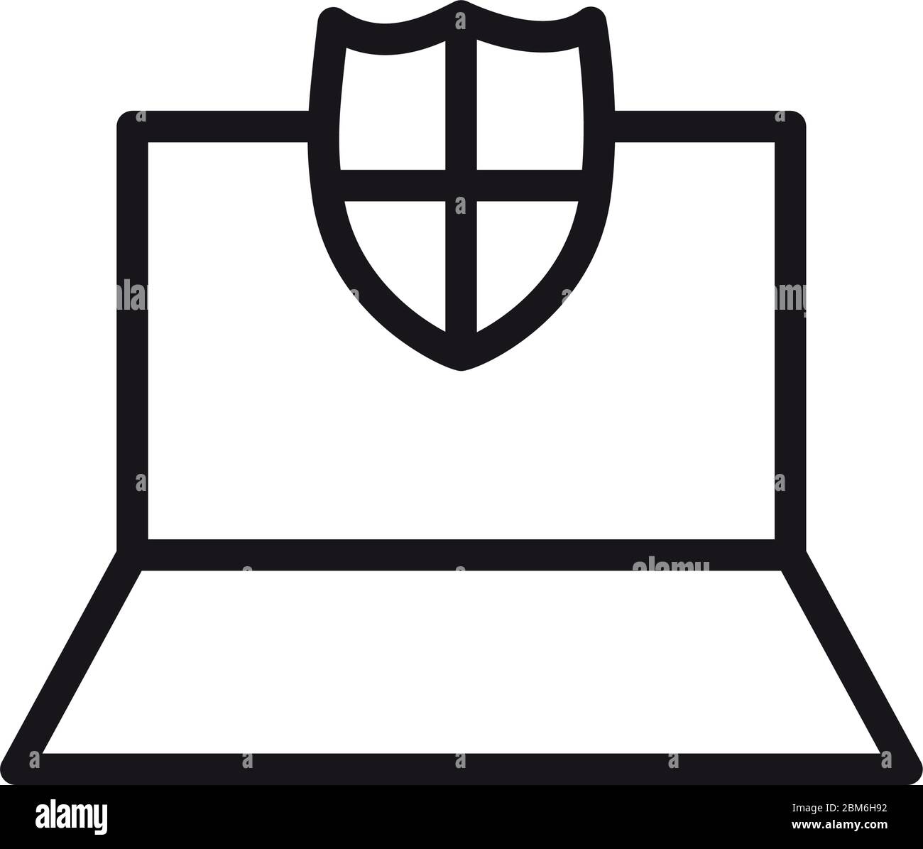 cyber security concept, laptop computer with security shield icon over ...