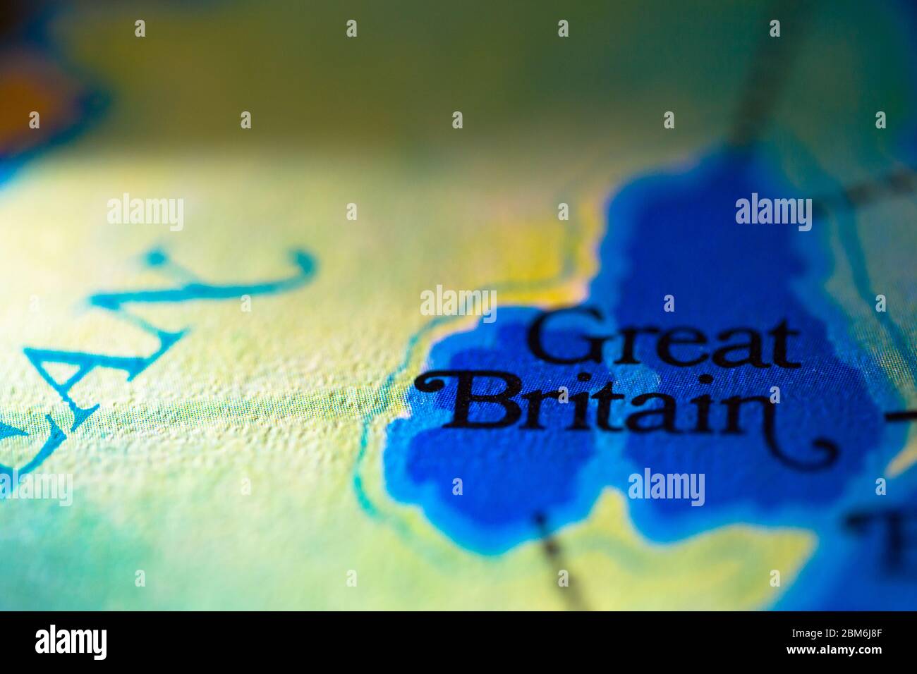 Shallow depth of field focus on geographical map location of United ...