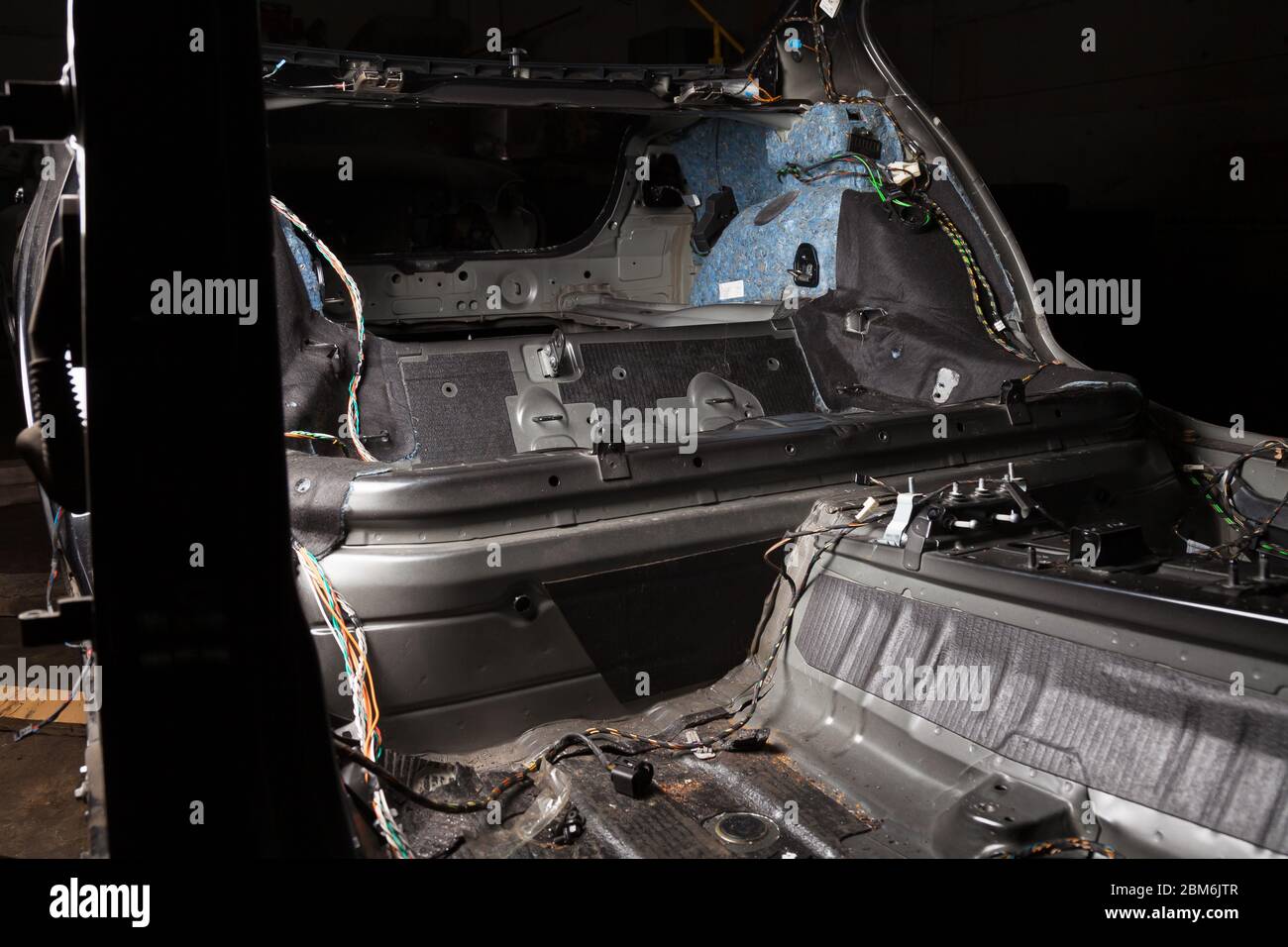 The rear body interior part of the cabin inside the sedan car ...