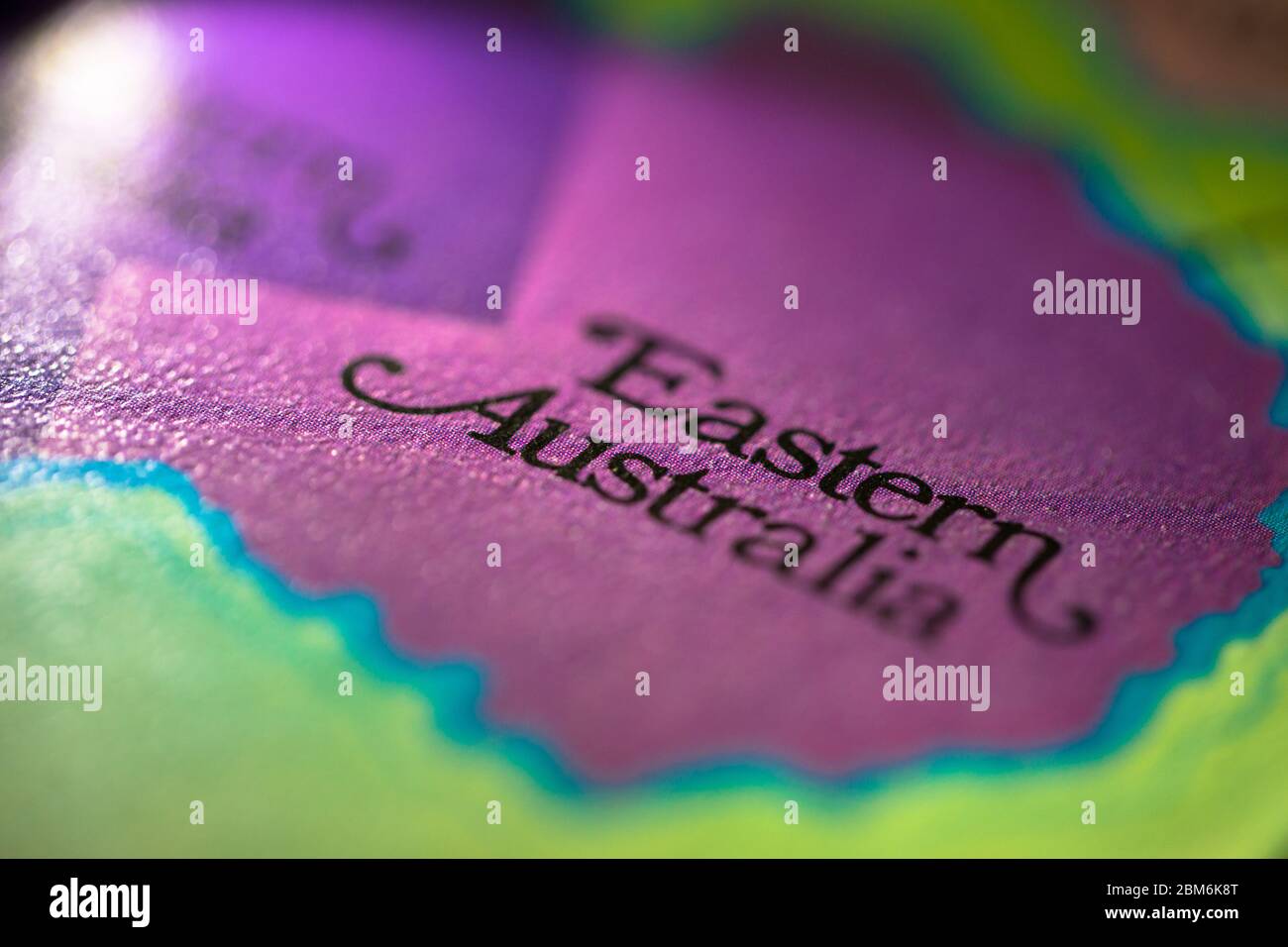 Shallow depth of field focus on geographical map location of Eastern ...