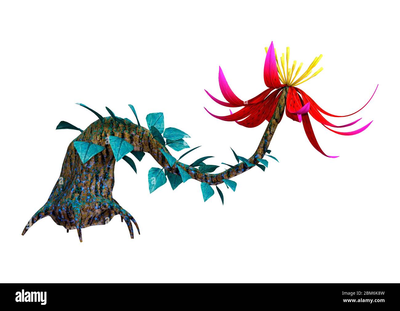 3D rendering of a fantasy alien flower isolated on white background ...
